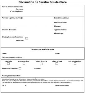 declaration bris de glace exemple à imprimer